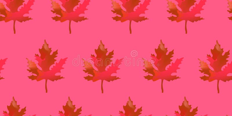 Autumn Seamless Pattern Bright Pink Maple Leaves Vector Decorative ...