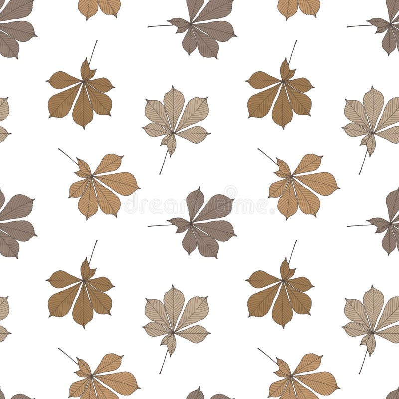 Autumn Seamless Pattern with Chestnut Leaves on a White Background ...