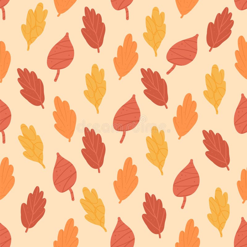 Autumn Seamless Pattern. Fall Forest Red Leaves Repeat Background ...
