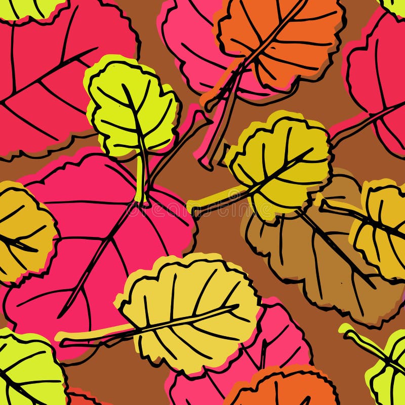 Autumn Seamless Pattern with Leaves Stock Vector - Illustration of ...