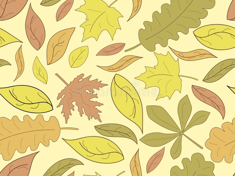 Autumn Seamless Pattern with Leaves. Yellow Falling Leaves, Leaf Fall ...