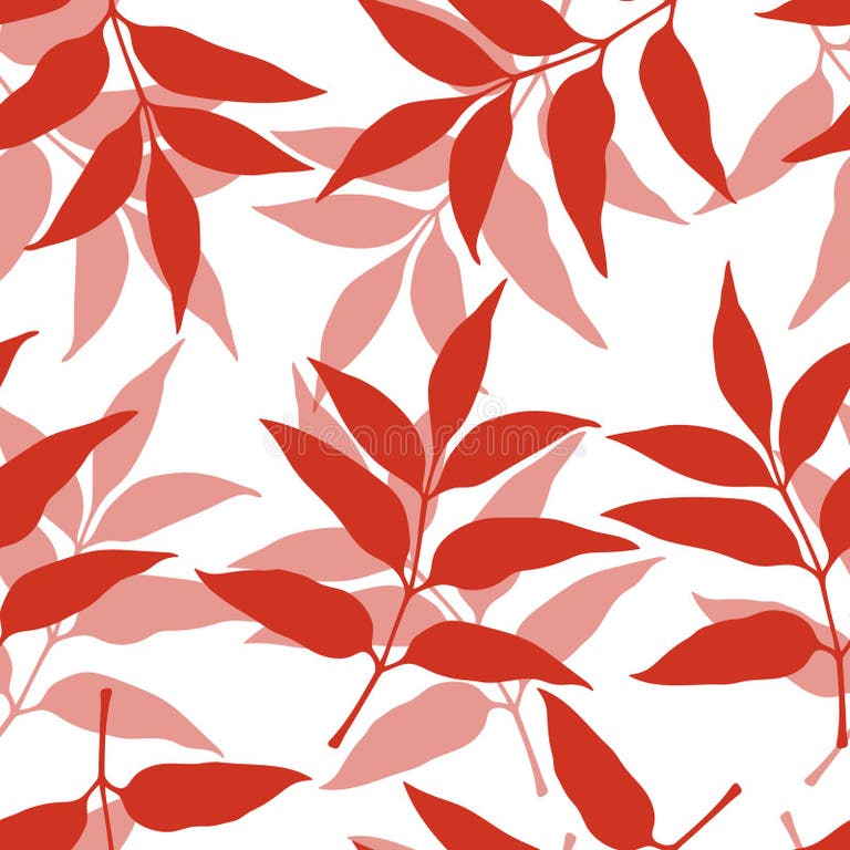Autumn Seamless Pattern with Red Leaf Silhouettes. Vector Fall Repeat ...