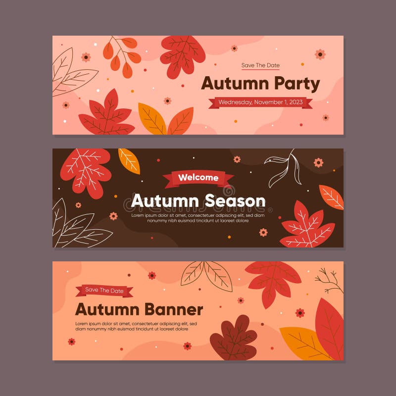 Autumn Season Banner Template Collection Set Stock Vector ...