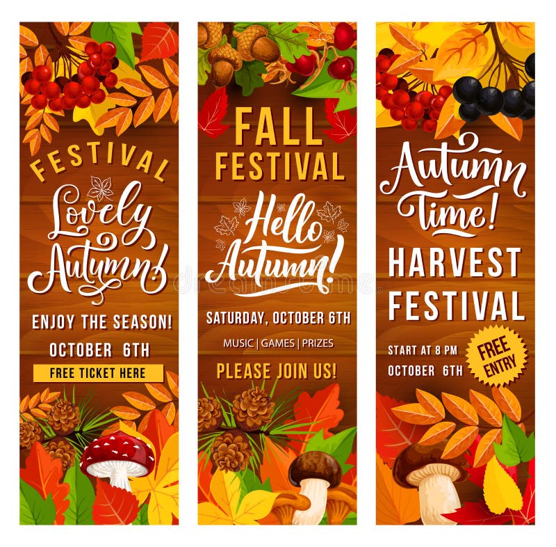 Autumn Season Harvest Festival Invitation Banner Stock Vector