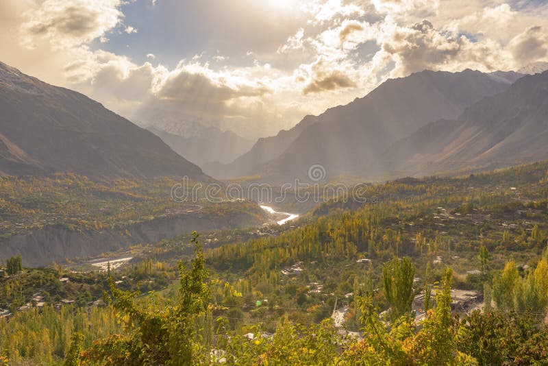 Autumn Season of Hunza Valley Stock Photo - Image of pakistan, aerial ...