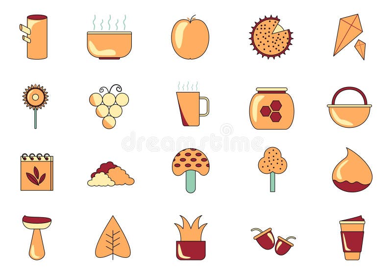 Autumn Season Icon Element Set Stock Vector - Illustration of element ...