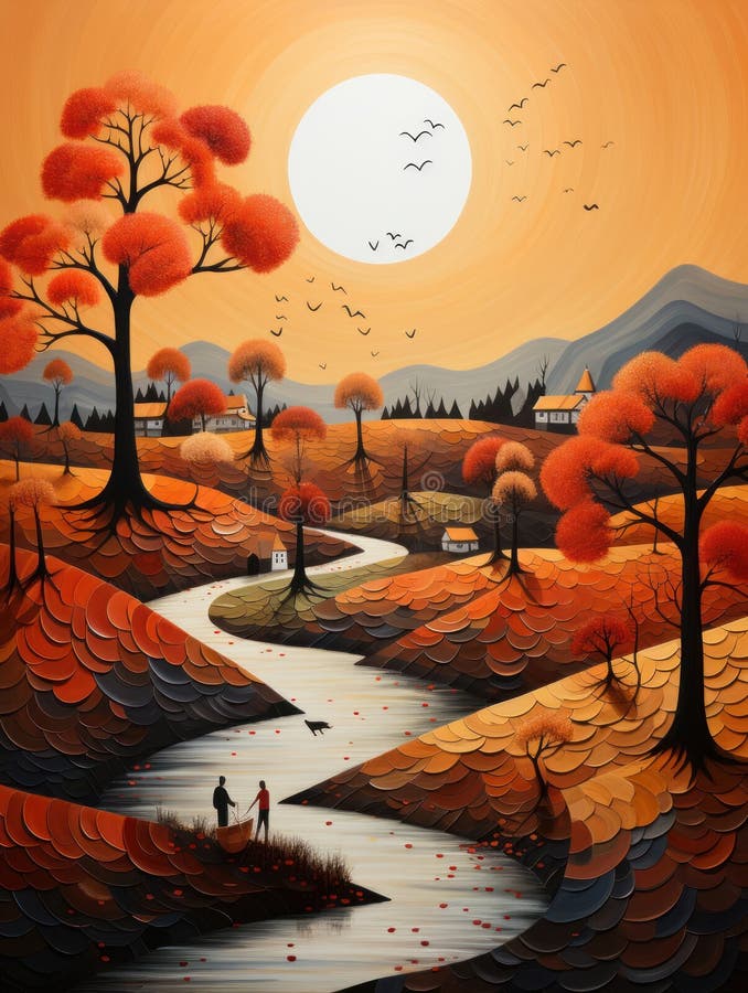 Autumn Season Mysterious Surrealism Stock Illustration - Illustration ...