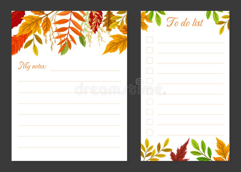 Autumn Season Note Card Design with Bright Foliage Vector Template ...