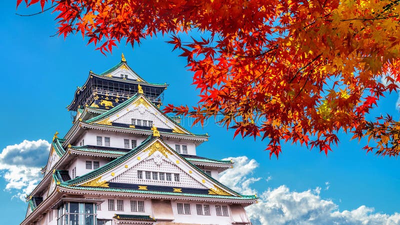 Autumn Season and Osaka Castle in Japan Stock Image - Image of landmark ...