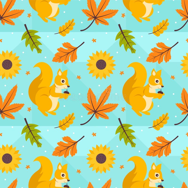 Autumn Season Seamless Pattern Design with Fall Elements in Template ...