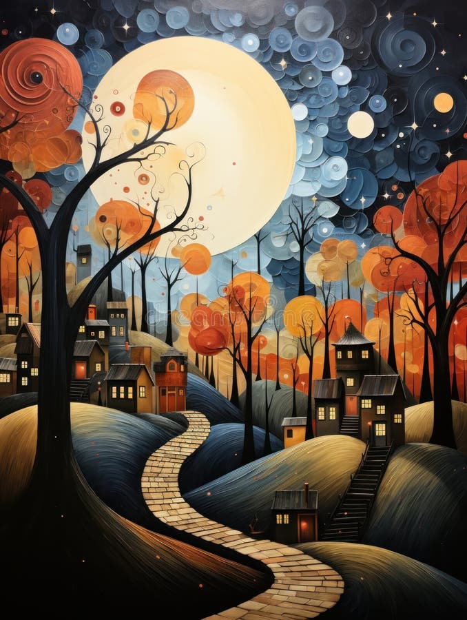 Autumn Season Mysterious Surrealism Stock Illustration - Illustration ...