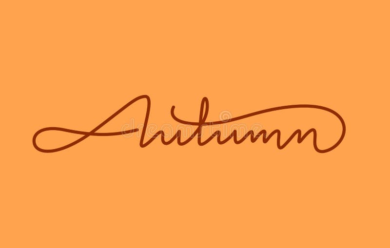Autumn Season Word Lettering Design in Continuous Line Drawing Stock ...
