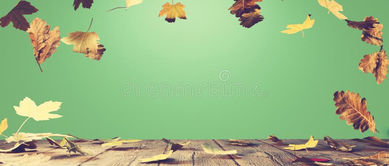 Autumn Seasonal Background with Falling Leaves - 3D Stock Illustration ...