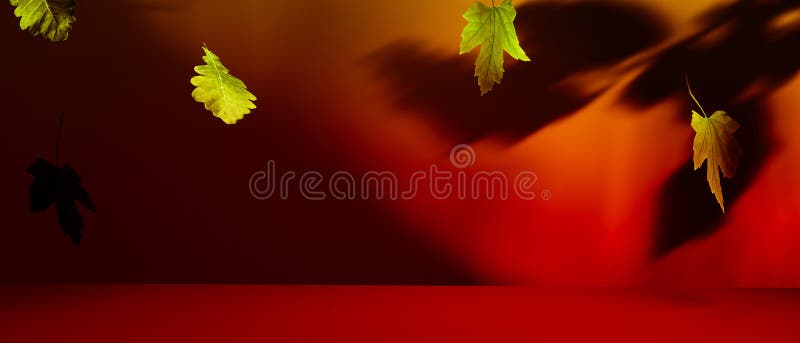 Autumn Seasonal Background with Falling Leaves - 3D Stock Illustration ...