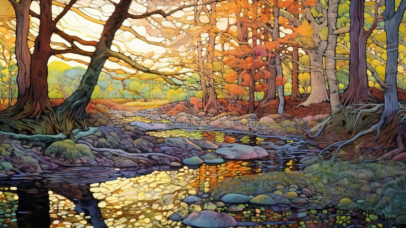 Autumn Serenity stock illustration. Illustration of printing - 297208393