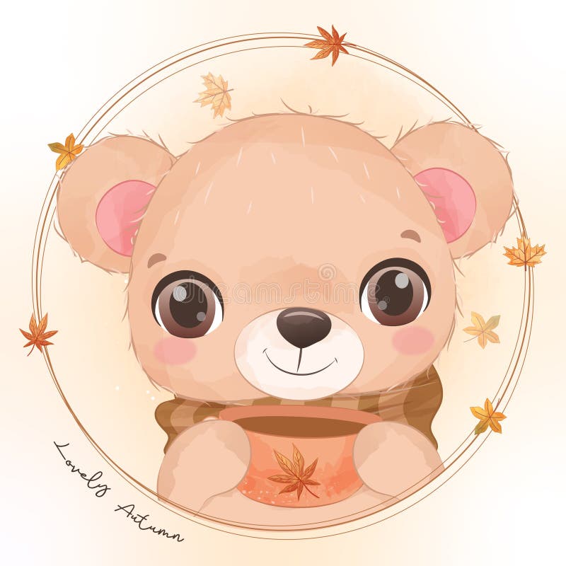 Autumn Series Little Bear Illustration Stock Illustration ...