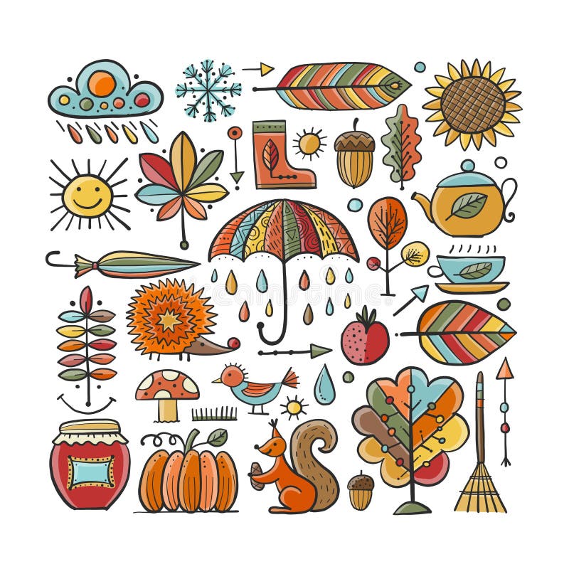 Autumn Set, Design Elements for Your Design Stock Vector - Illustration ...