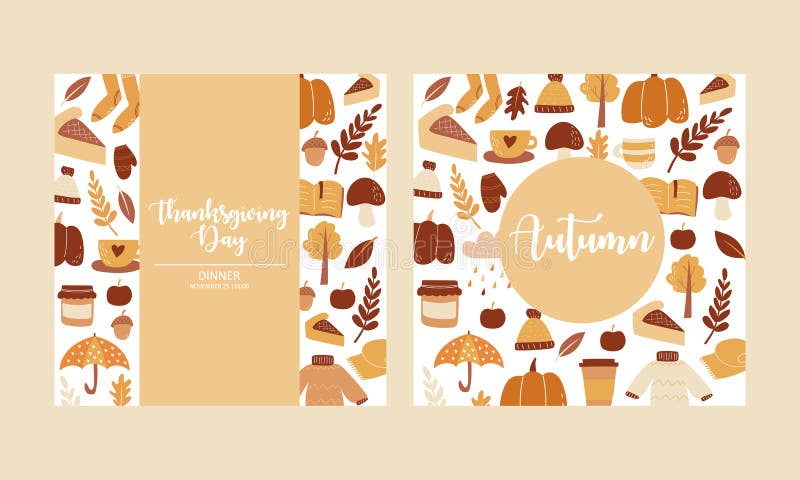 Autumn Set, Hand Drawn Elements. Perfect for Card, Poster, Invitation ...