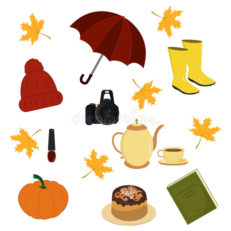 Autumn Set of Icons for Design Stock Vector - Illustration of colorful ...