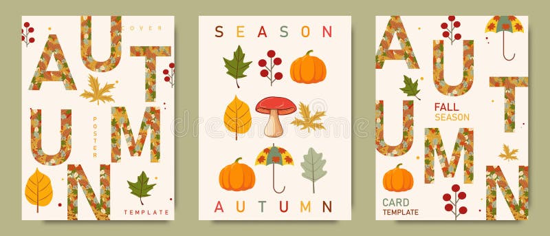Autumn Set of Posters. Bright Fashion Design Concept with Typography ...