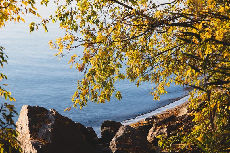Autumn Shore Near the Water Near the Boat Stock Photo - Image of ...