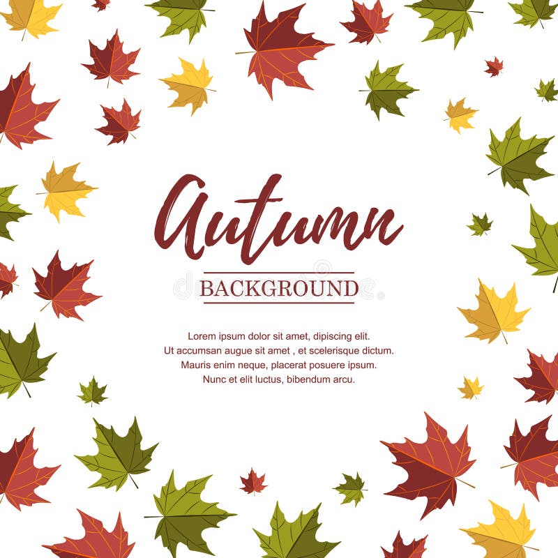 Autumn Square Design with Colorful Falling Maple Leaves. Place for Text ...