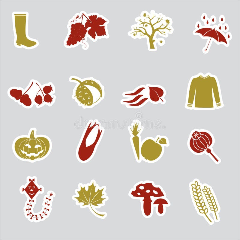 Autumn stickes set stock vector. Illustration of stickers - 45685051