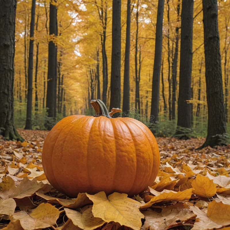 Autumn Still Life Pumpkin among Fall Leaves in Forest Stock ...