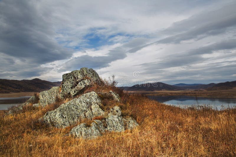 Autumn Stone Home stock image. Image of pretty, front - 7088621