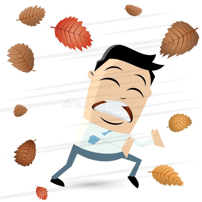 Cartoon Man in Stormy Weather Stock Vector - Illustration of character ...