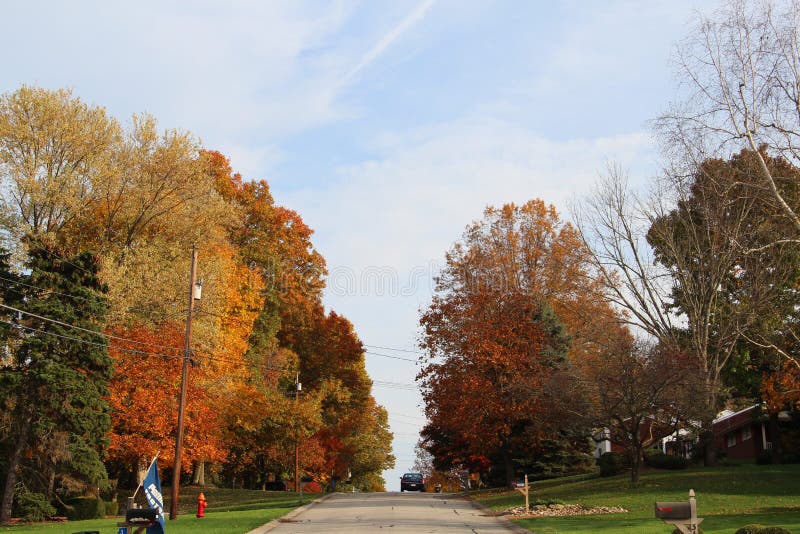Autumn street view stock photo. Image of landscape, colors - 95227090