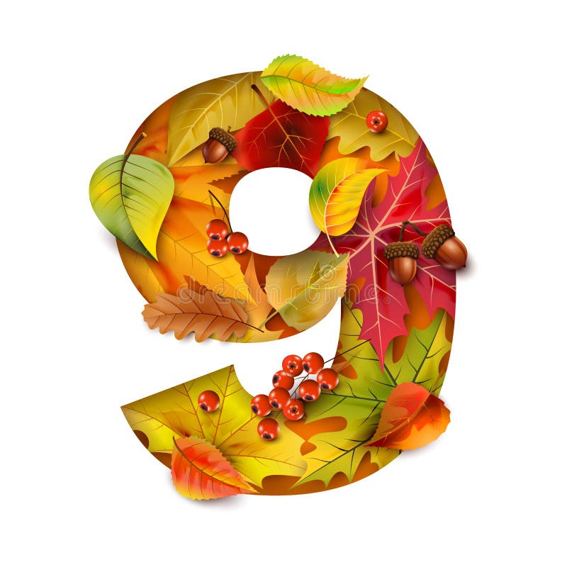 Autumn Stylized Alphabet with Foliage. Letter V Stock Vector ...