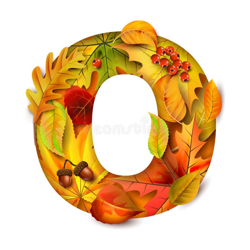 Autumn Stylized Alphabet with Foliage. Letter O Stock Vector ...