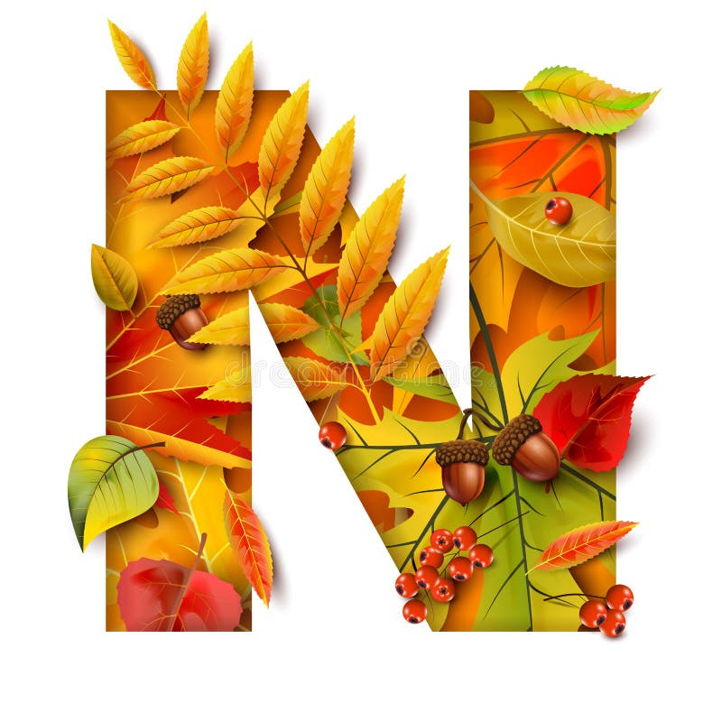 Autumn Stylized Alphabet. Letter N Stock Vector - Illustration of ...