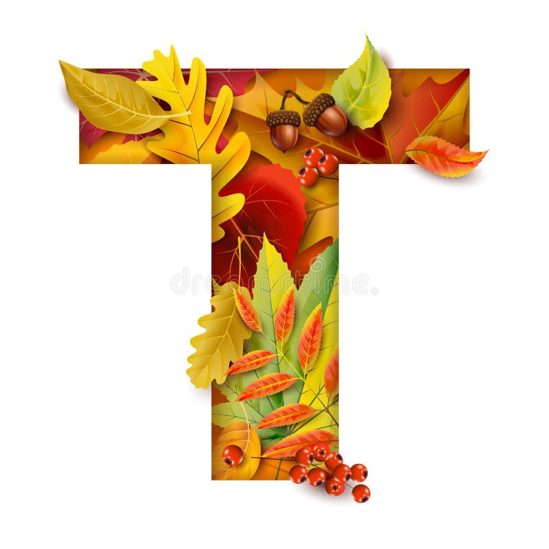 Autumn Stylized Alphabet. Letter T Stock Vector - Illustration of ...