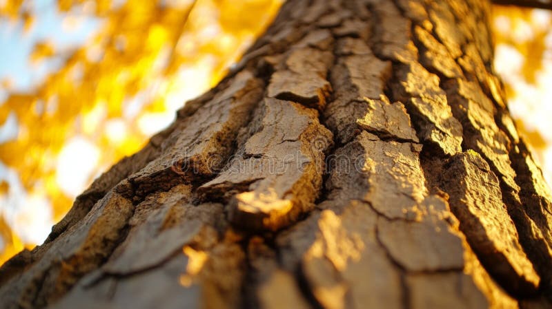 Autumn Sunlight Illuminates Tree Bark Texture Stock Illustration ...