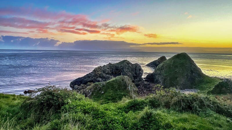 Autumn Sunrise Murlough Bay Over the Rocks Stock Image - Image of coast ...