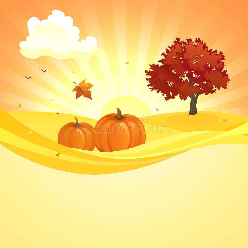 Autumn Sunset Landscape Design Stock Vector - Illustration of crop ...