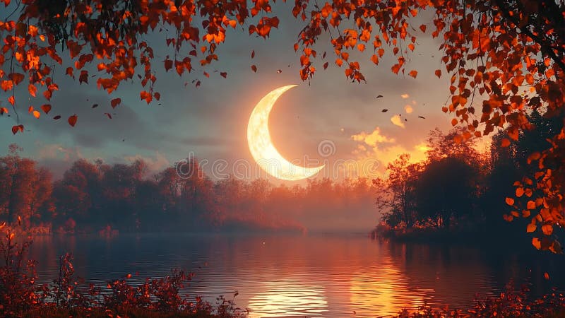 Crescent Moon and Star Religious Symbol Particles Animation, Stock ...