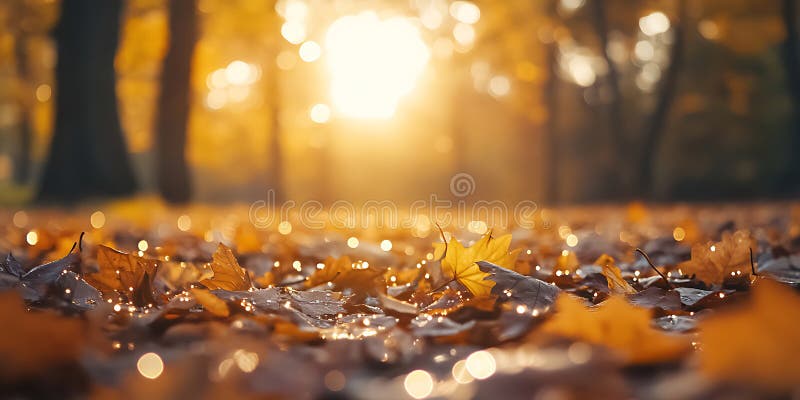 Autumn Sunset Forest Background Image Stock Illustration - Illustration ...