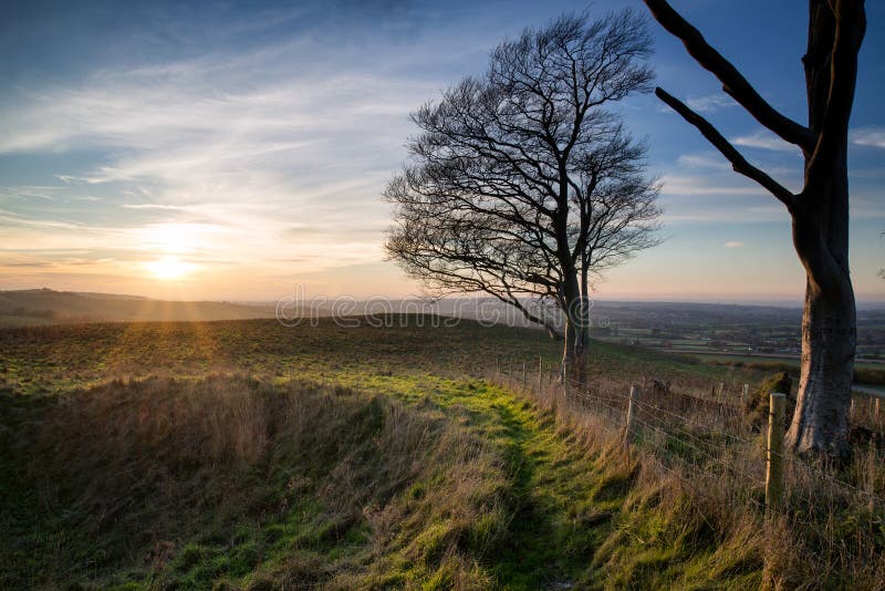 Autumn Sunset Over Countryside Landscape Stock Image - Image of orange ...