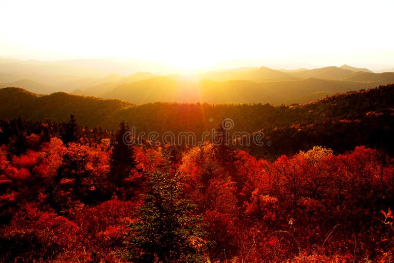 Blue Ridge Parkway Autumn Sunset Over Appalachian Mountains Stock Image ...