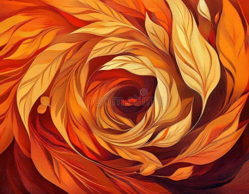 Autumn Swirl Abstract Pattern Mimicking Leaves in Wind with Warm Colors ...