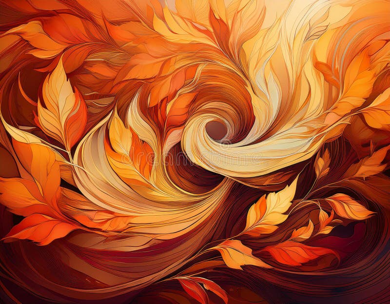 Autumn Swirl Abstract Pattern Mimicking Leaves in Wind with Warm Colors ...