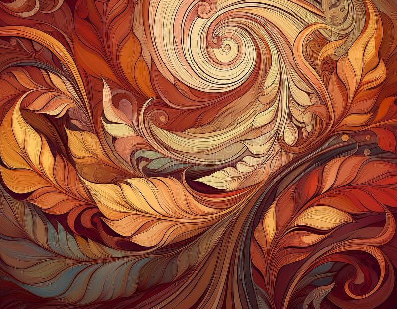 Autumn Swirl Abstract Pattern Mimicking Leaves in Wind with Warm Colors ...