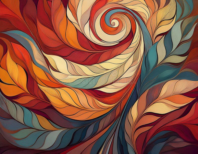 Autumn Swirl Abstract Pattern Mimicking Leaves in Wind with Warm Colors ...