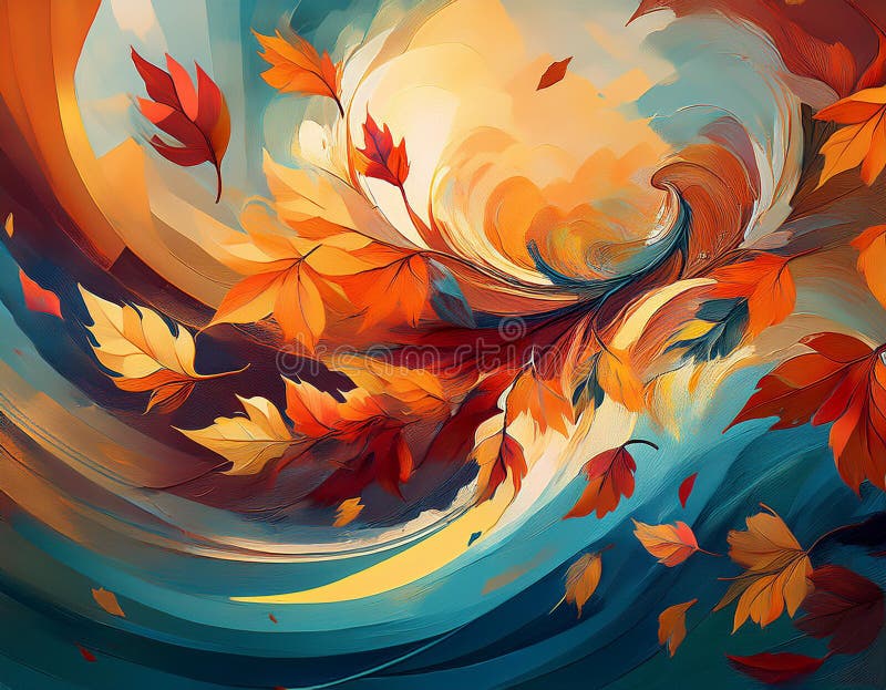 Autumn Swirl Abstract Pattern Mimicking Leaves in Wind with Warm Colors ...