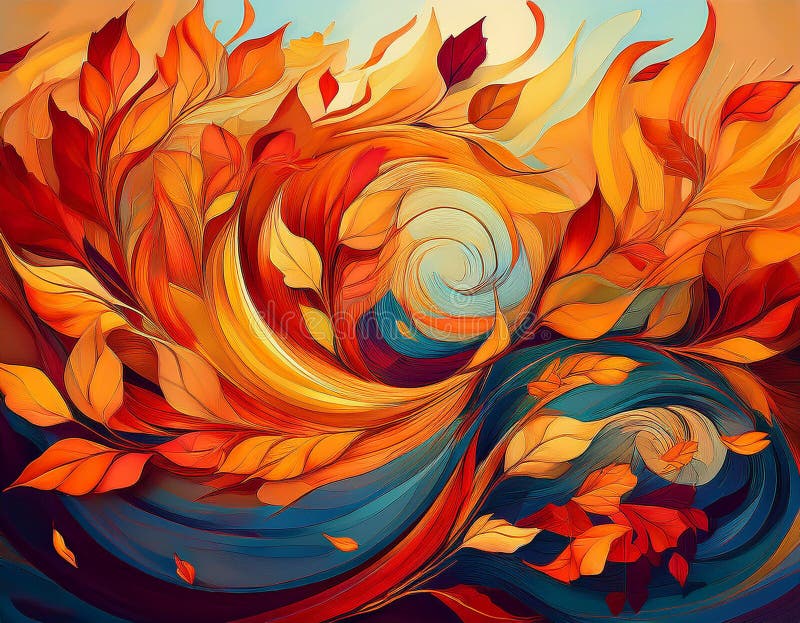 Autumn Swirl Abstract Pattern Mimicking Leaves in Wind with Warm Colors ...
