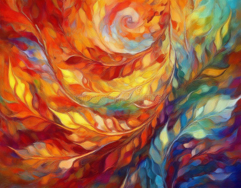 Autumn Swirl Abstract Pattern Mimicking Leaves in Wind with Warm Colors ...