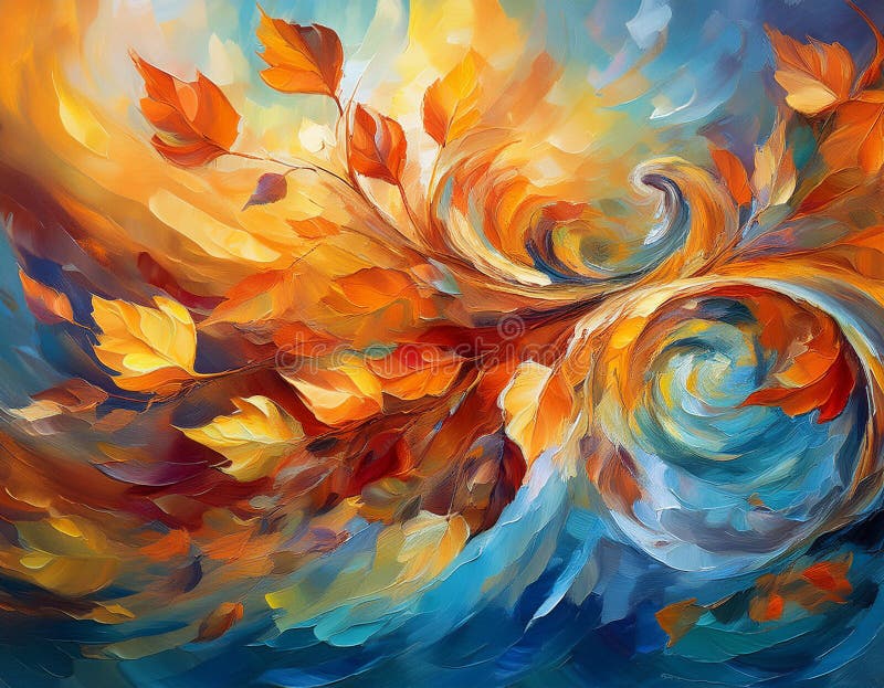 Autumn Swirl Abstract Pattern Mimicking Leaves in Wind with Warm Colors ...